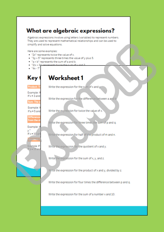 Year 9 Algebraic Expressions Worksheet Pack - Thrive Education Australia
