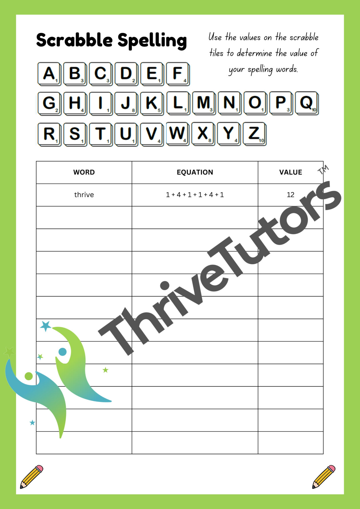 Scrabble Spelling Activity