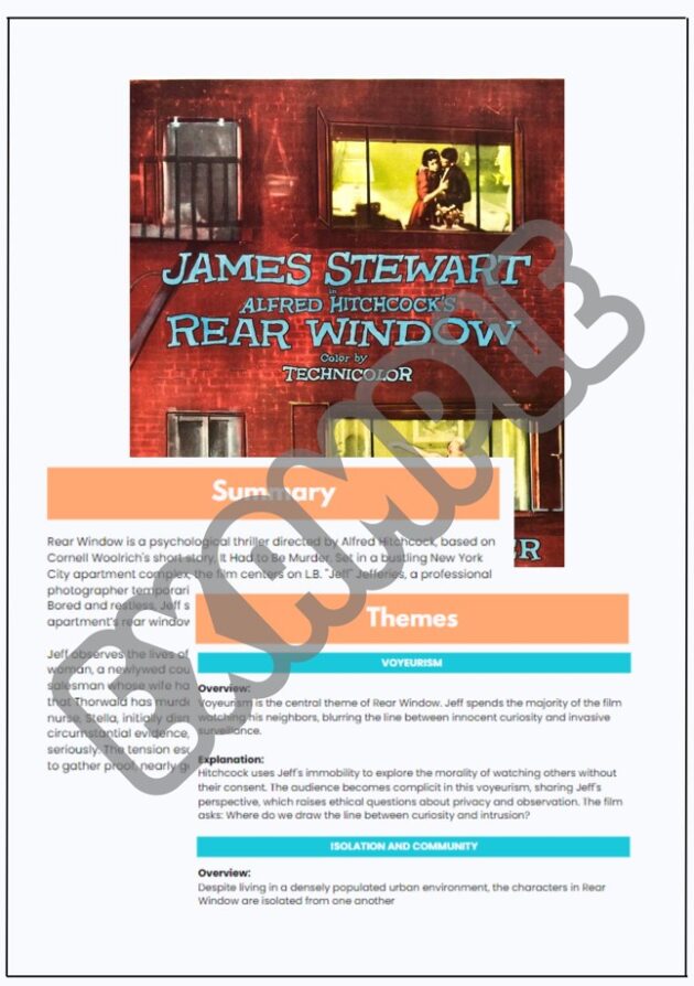 Rear Window Text Guide